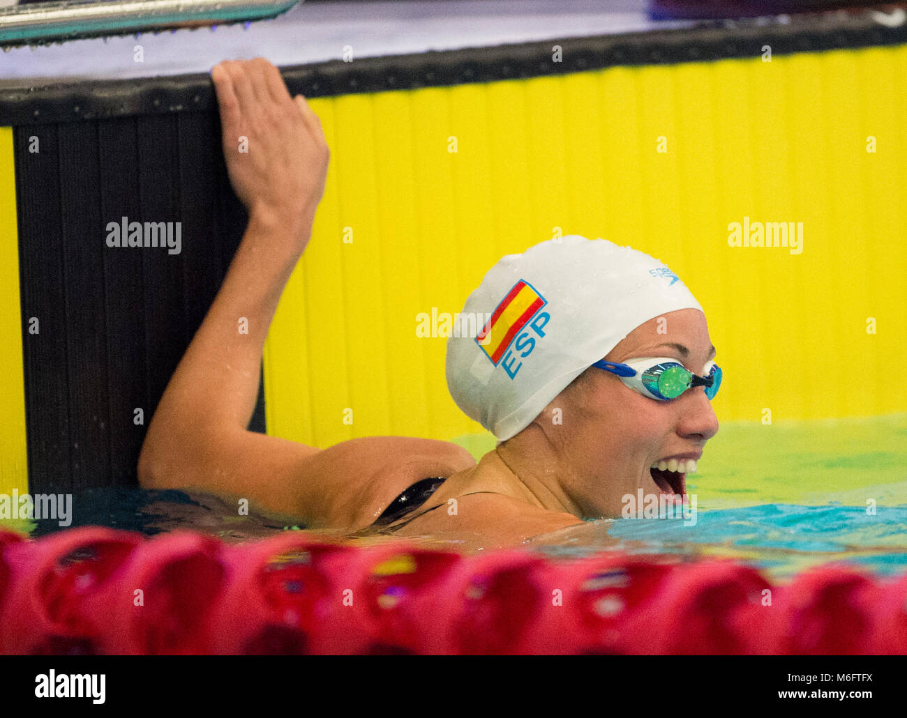 Jessica Call after winning the Women's 200m Breaststroke final during ...