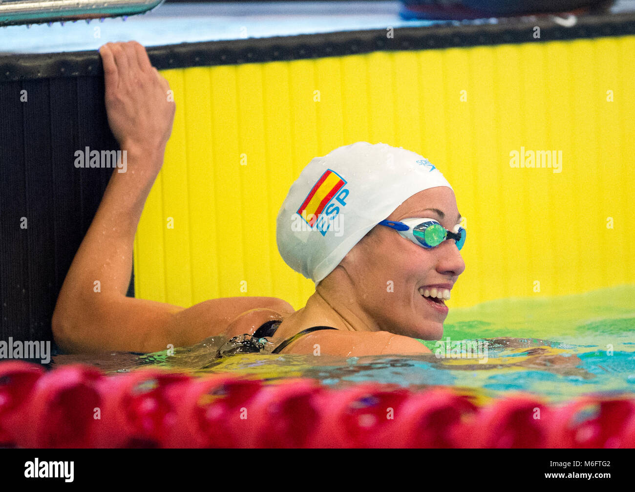 Jessica Call after winning the Women's 200m Breaststroke final during ...