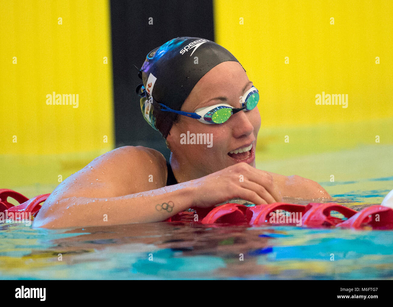 Jessica Call after winning the Women's 200m Breaststroke final during ...