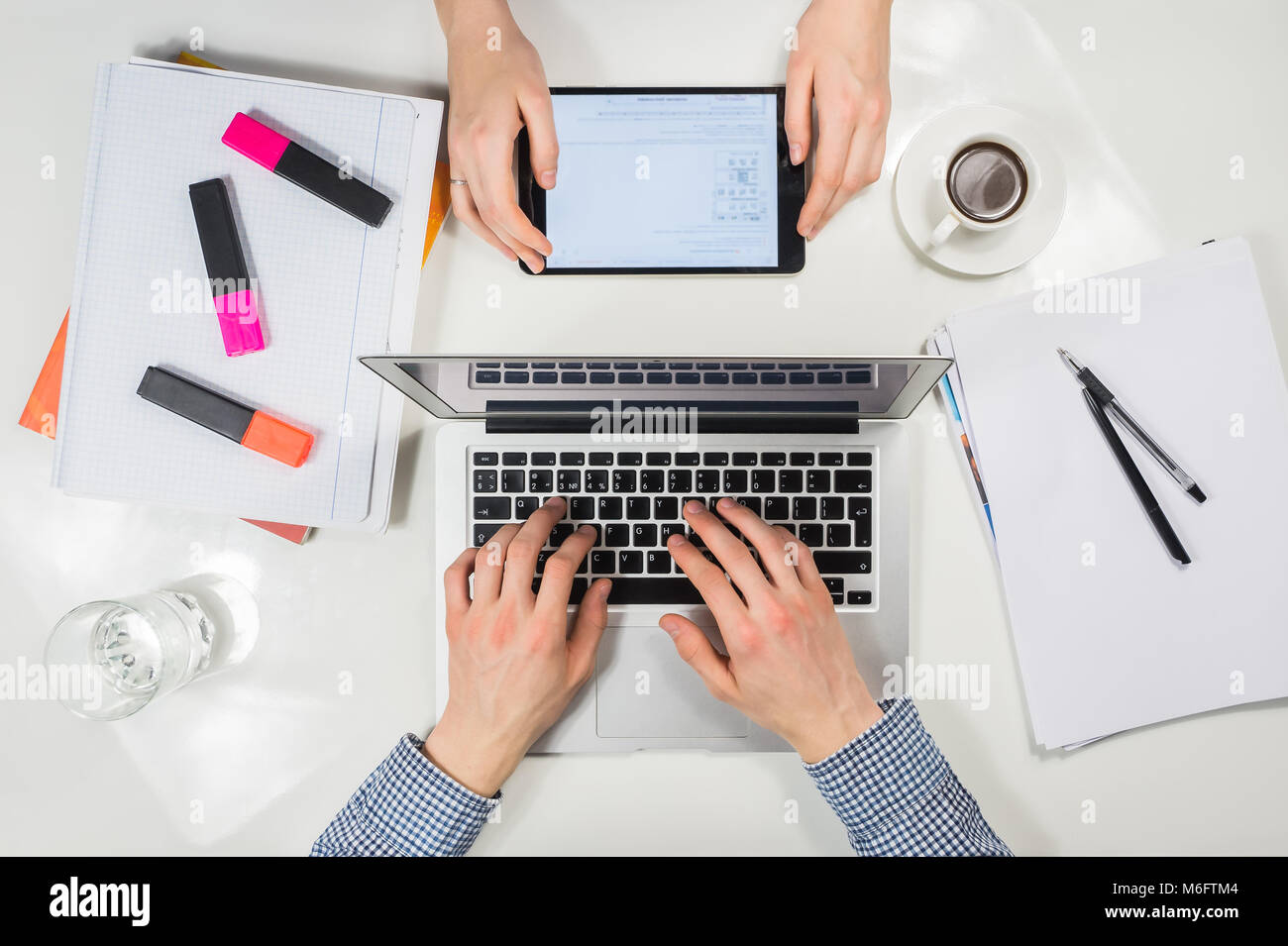 Modern workplace top view Stock Photo - Alamy