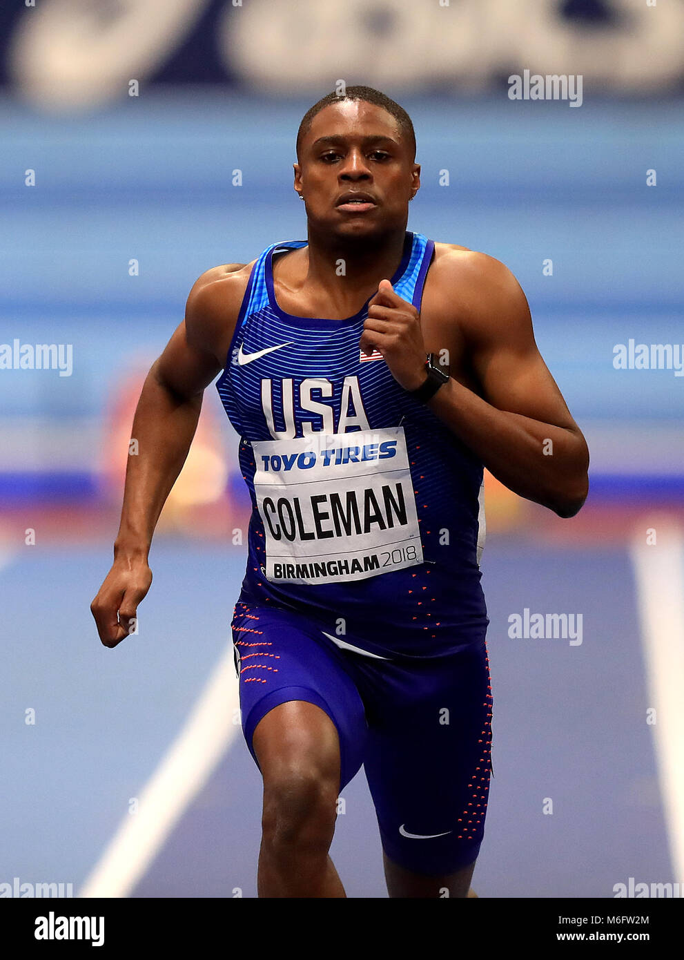 USA's Christian Coleman wins the Men's 60m Semi-Final Heat 2 during day ...
