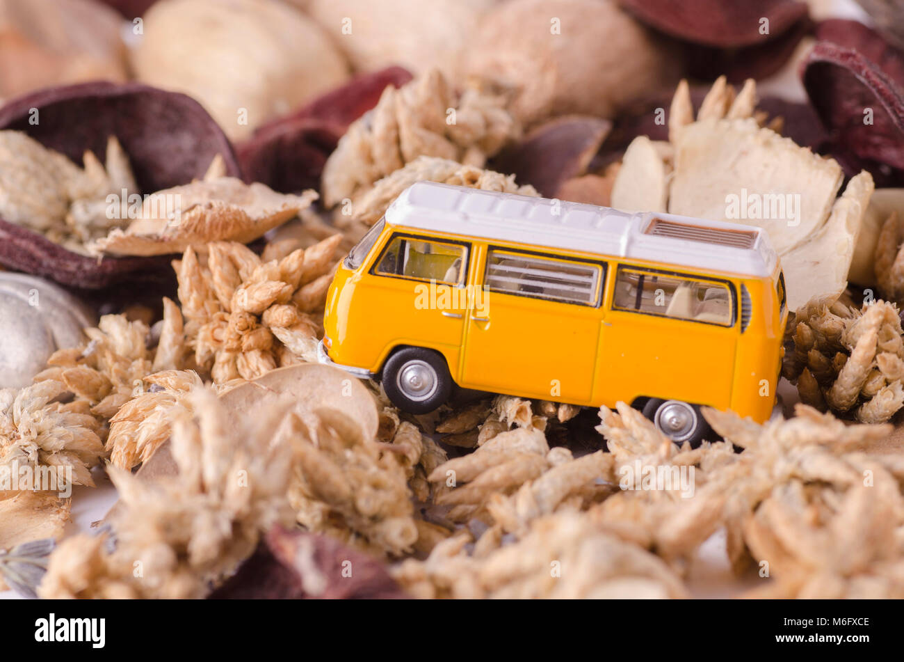 Model Camper Van parked on some Fauna still life simulation in the ...