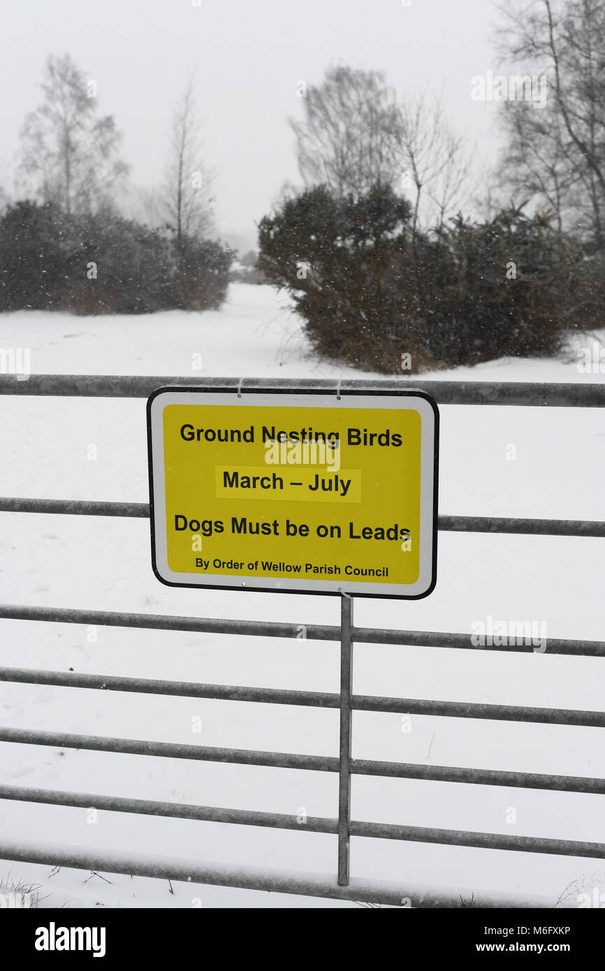 Ground nesting birds sign mounted on fence on Canada Common part of the ...