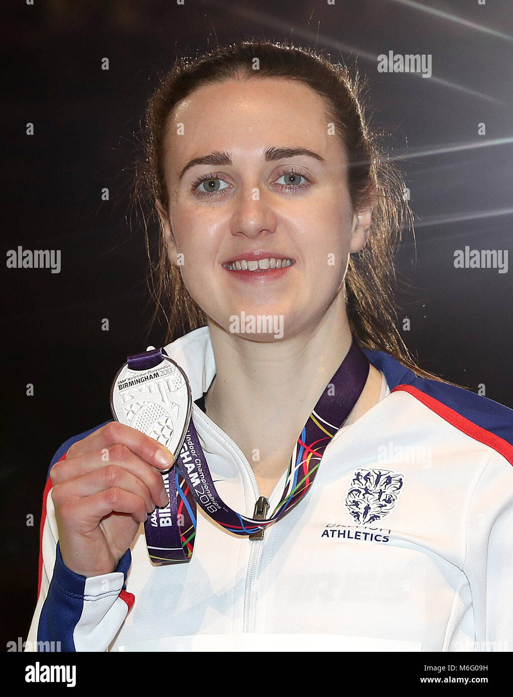Great Britain's silver medal winner Laura Muir (right) after the 1500m ...