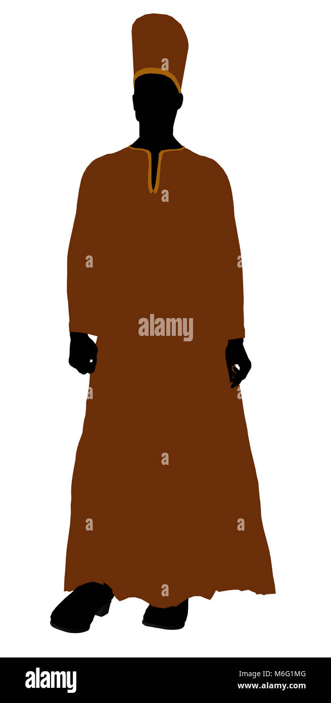 Male wearing a robe silhouette illustration on a white background Stock ...