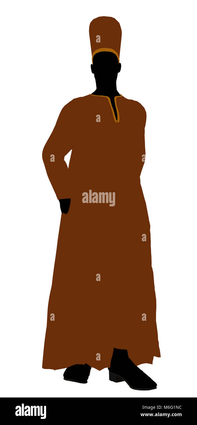 Male wearing a robe silhouette illustration on a white background Stock ...