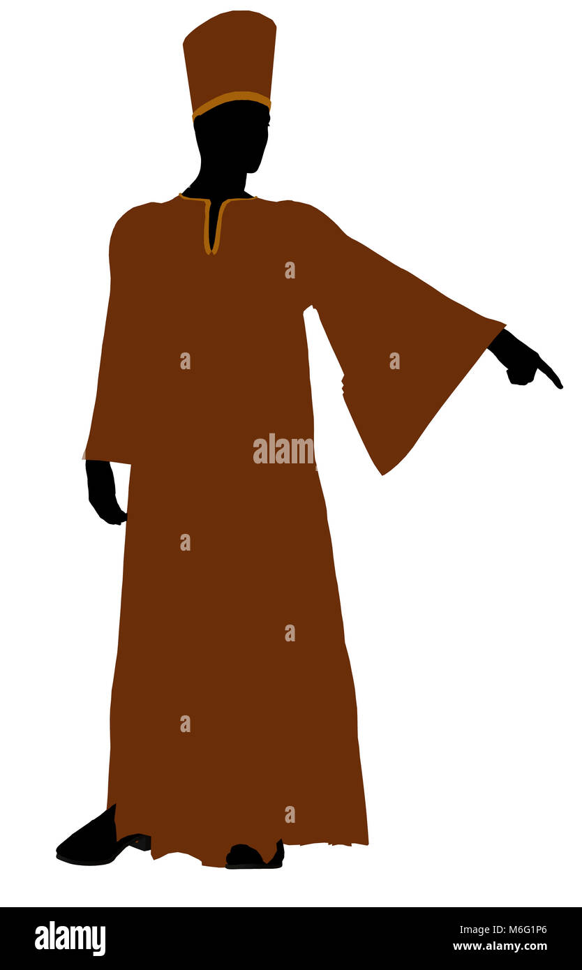 Male wearing a robe silhouette illustration on a white background Stock ...