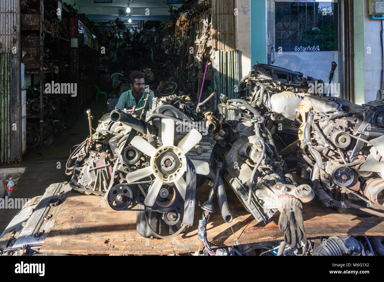 Mawlamyine (Mawlamyaing, Moulmein): engine shop, , Mon State, Myanmar ...
