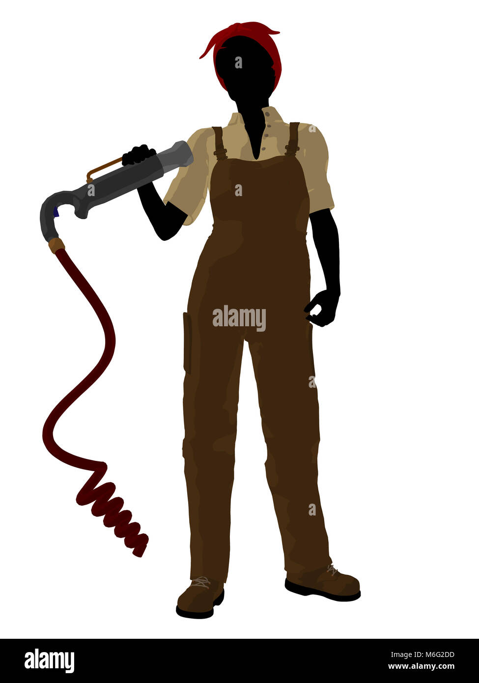 Female mechanic illustration silhouette on a white background Stock ...