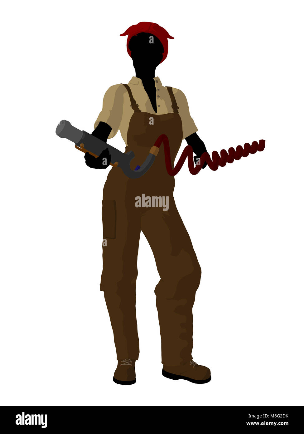 Female mechanic illustration silhouette on a white background Stock ...