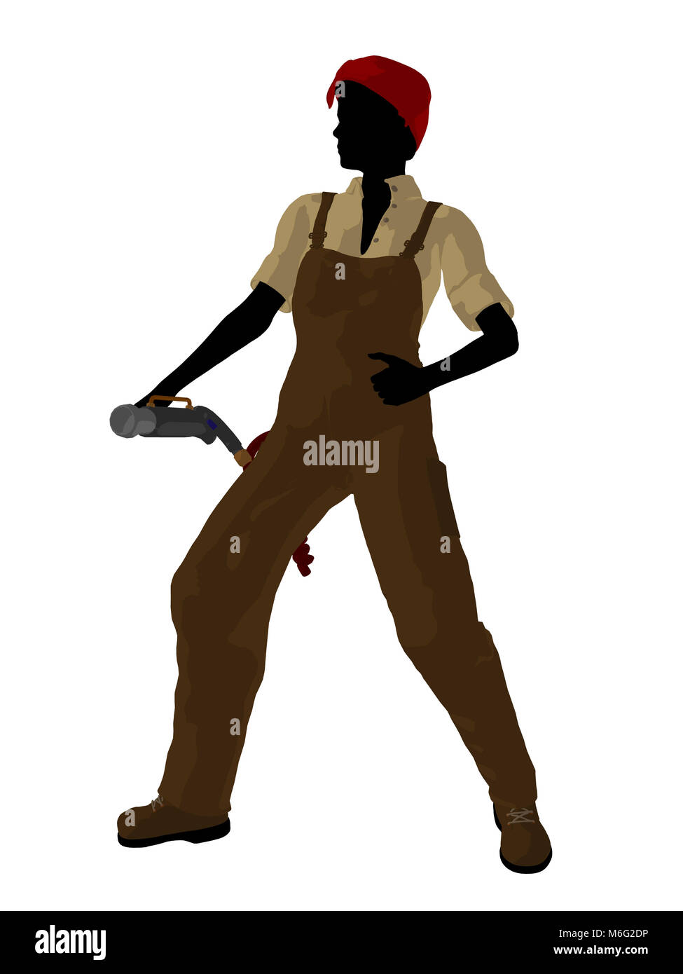 Female mechanic illustration silhouette on a white background Stock ...