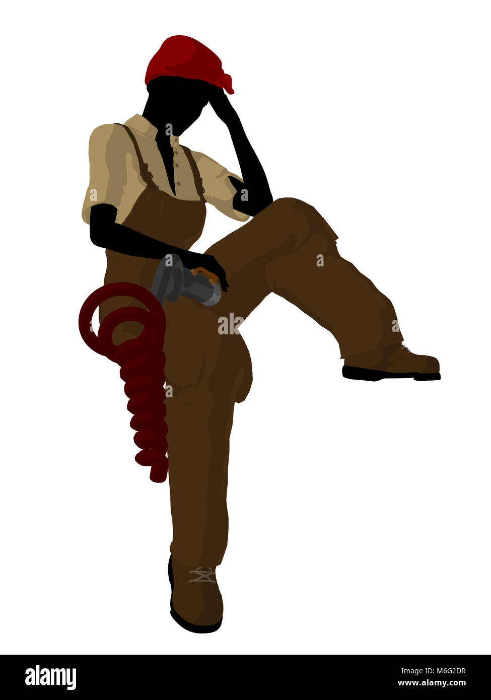 Female mechanic illustration silhouette on a white background Stock ...