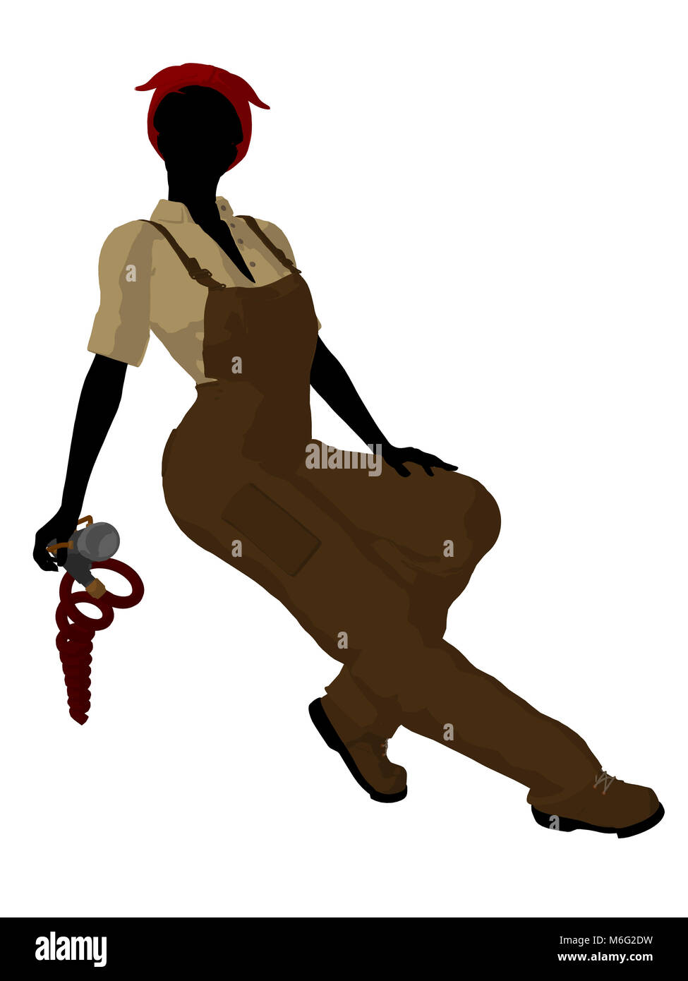 Female mechanic illustration silhouette on a white background Stock ...