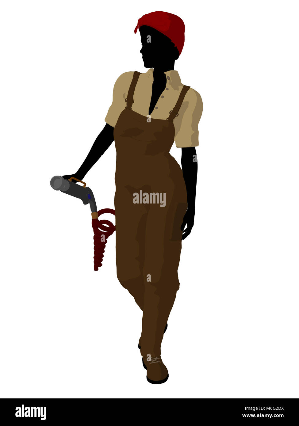 Female mechanic illustration silhouette on a white background Stock ...