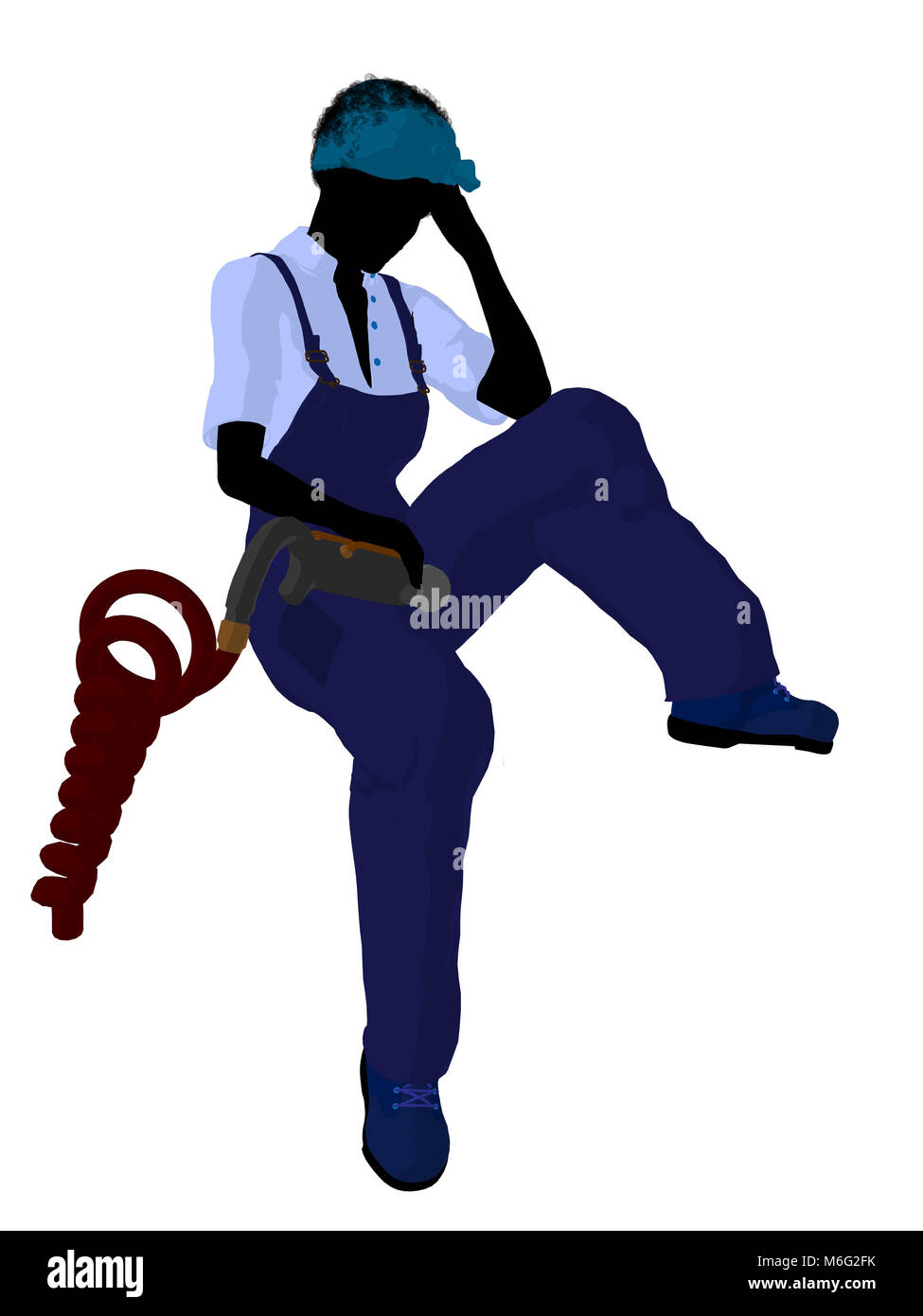 Female mechanic illustration silhouette on a white background Stock ...
