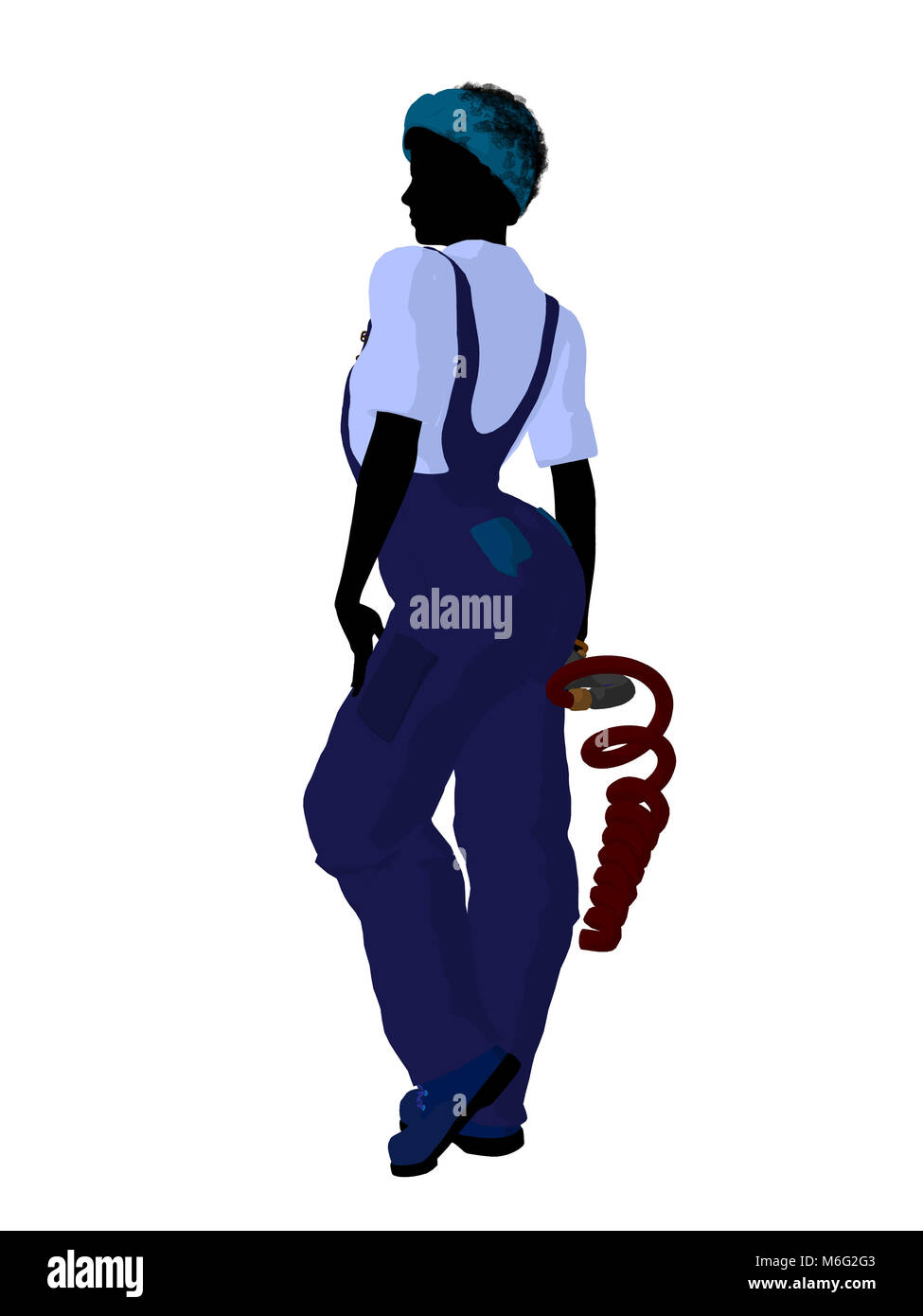 Female mechanic illustration silhouette on a white background Stock ...