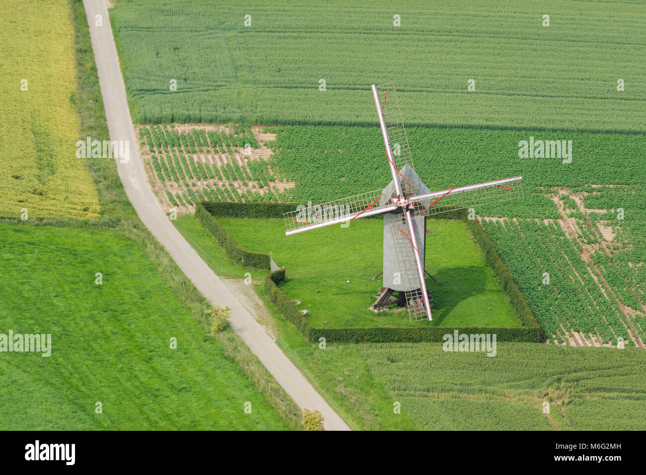 aerial image of a typical Belgian windmill Stock Photo - Alamy