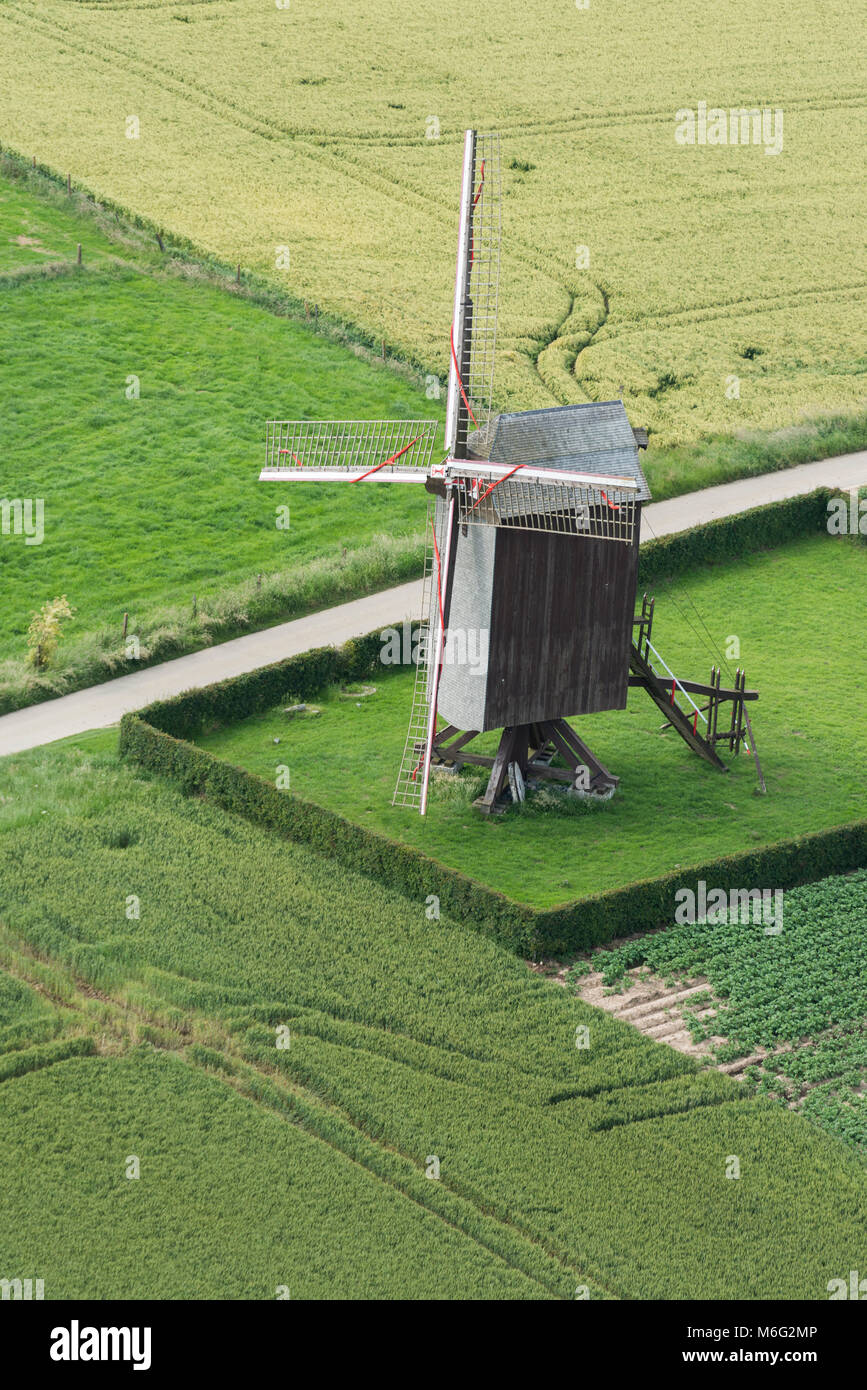aerial image of a typical Belgian windmill Stock Photo - Alamy