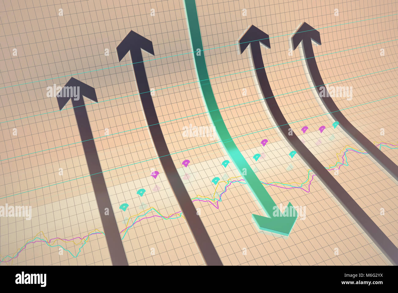 Financial Stock Market Charts, Arrows and Bar Charts, Business Success ...