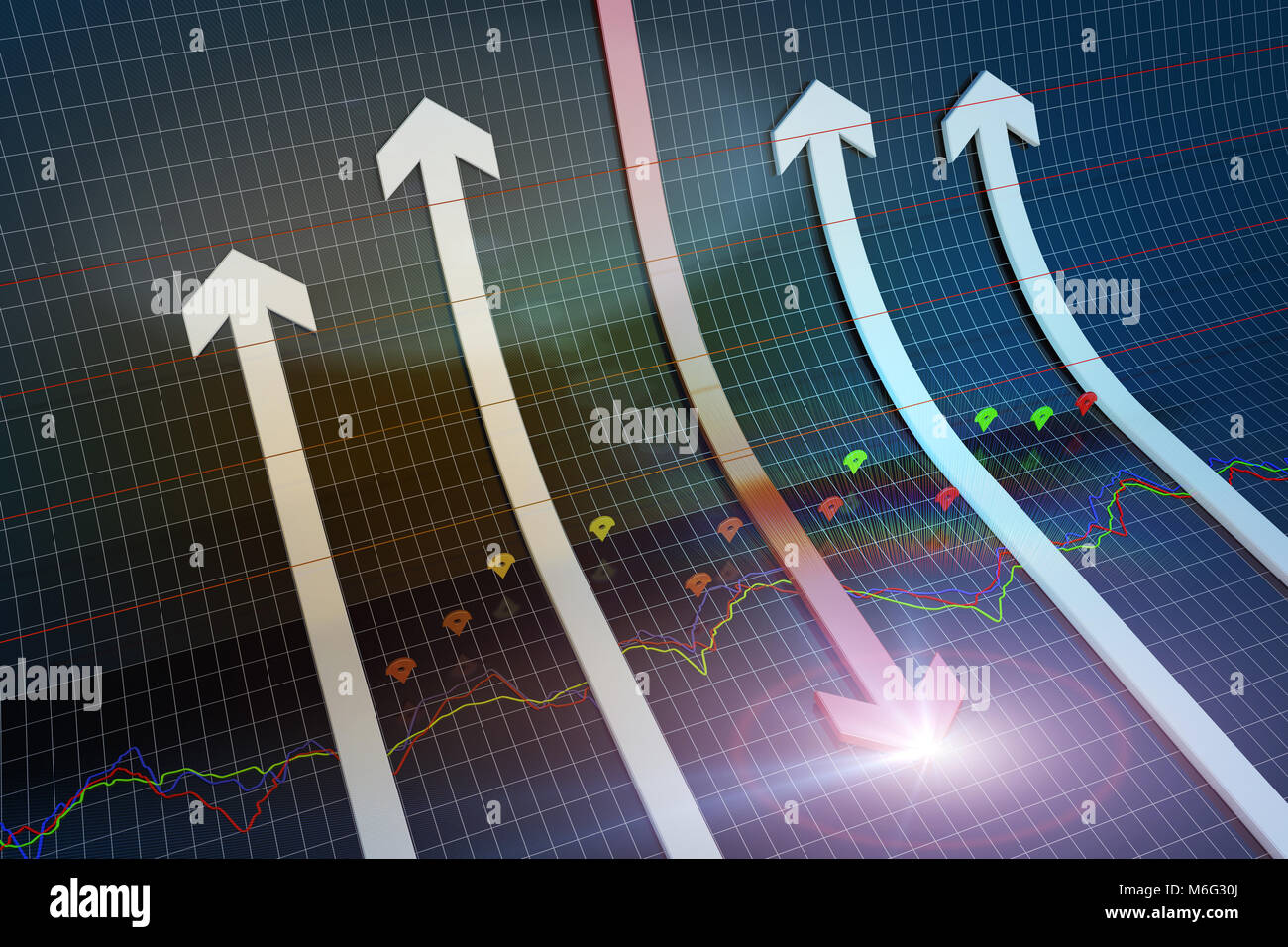 Financial Stock Market Charts, Arrows and Bar Charts, Business Success ...