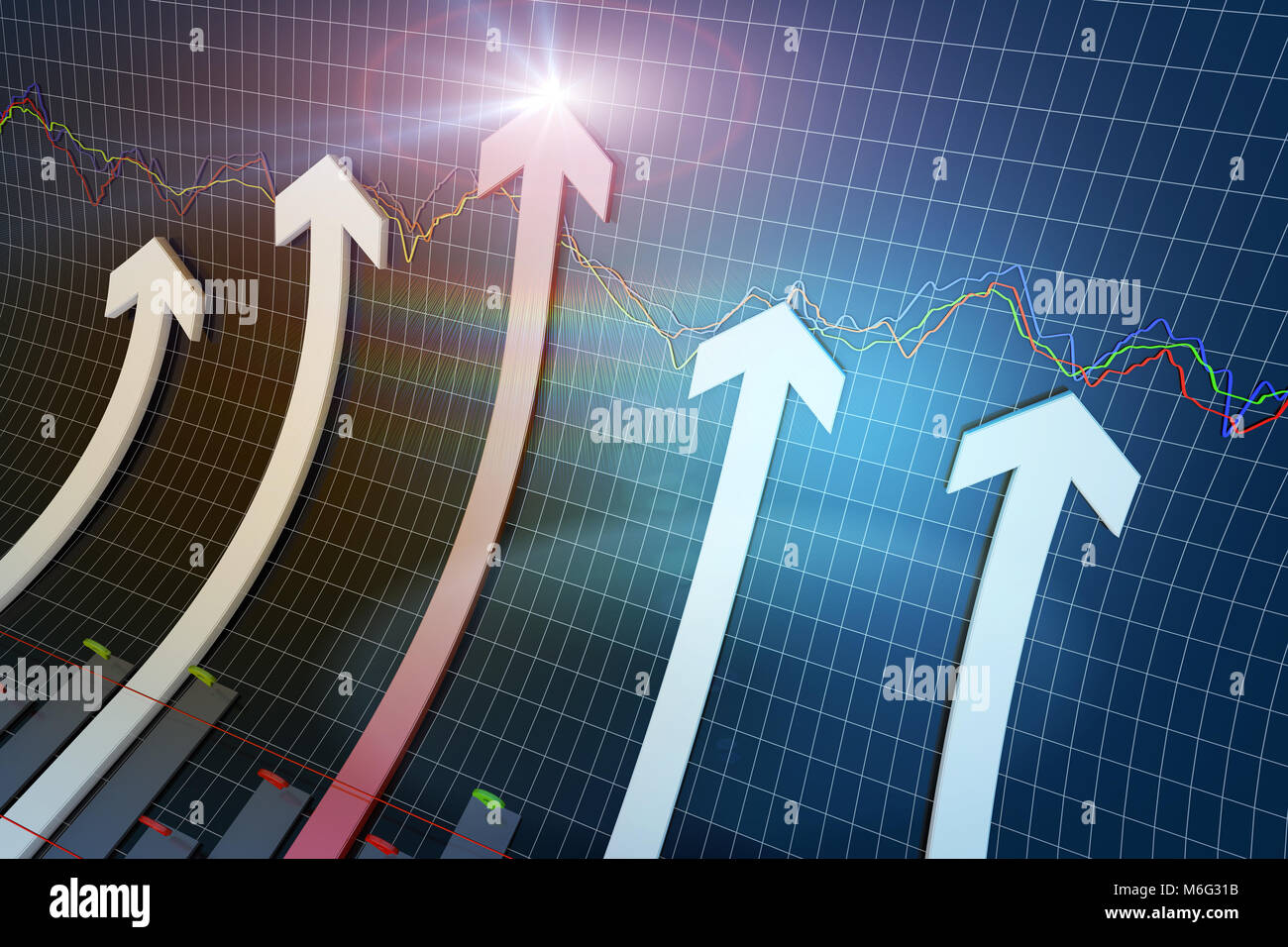Financial Stock Market Charts, Arrows and Bar Charts, Business Success ...