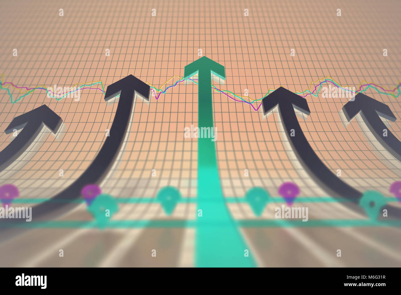 Financial Stock Market Charts, Arrows and Bar Charts, Business Success ...