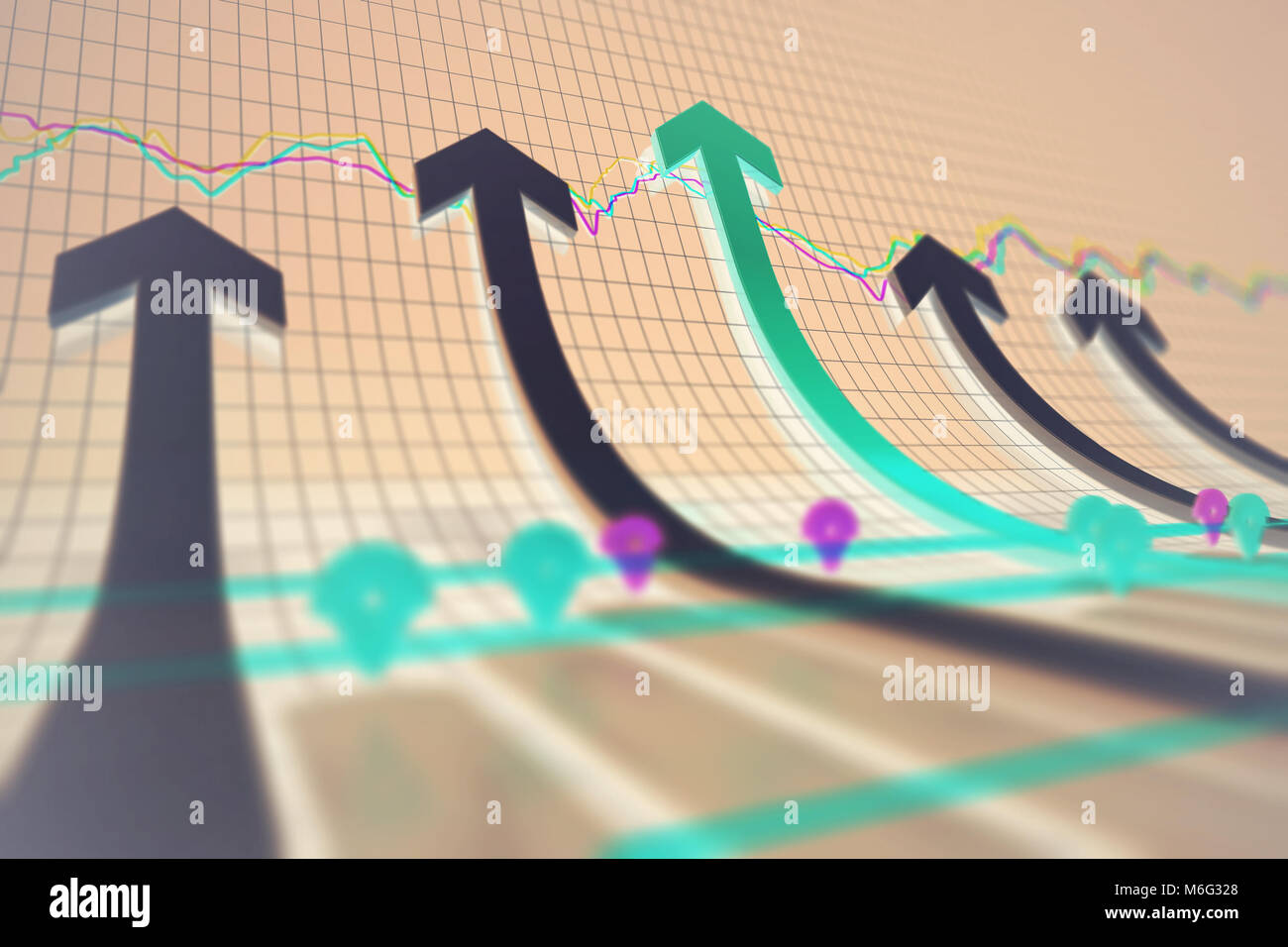 Financial Stock Market Charts, Arrows and Bar Charts, Business Success ...