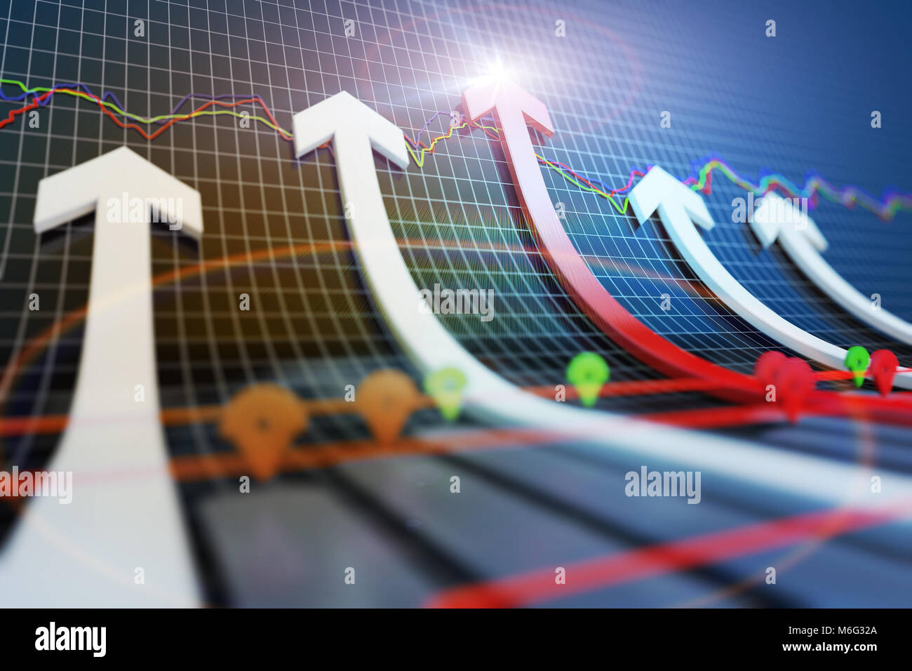 Financial Stock Market Charts, Arrows and Bar Charts, Business Success ...