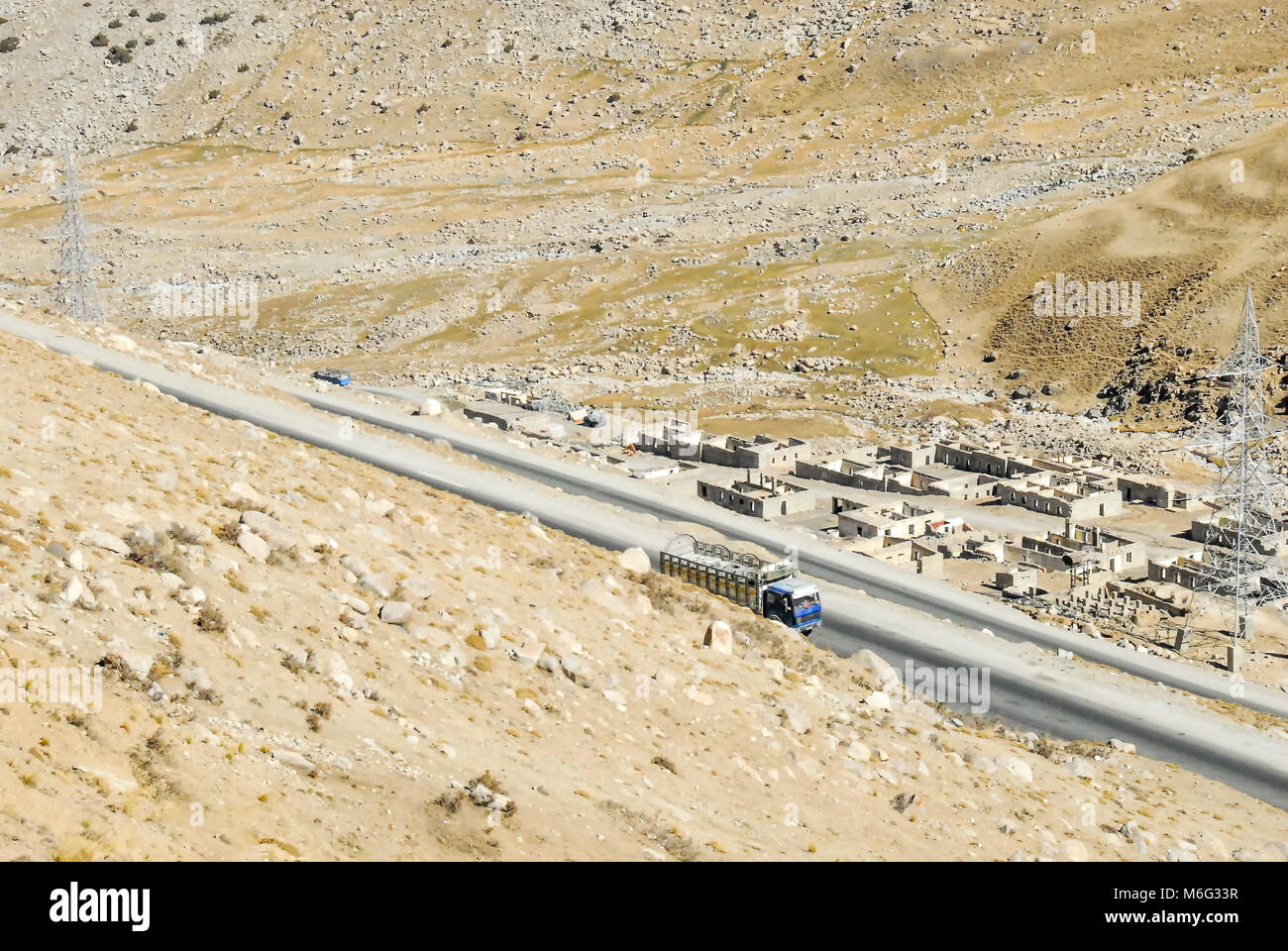 A truck in the Salang Pass in the mountains of Afghanistan in the Hindu ...
