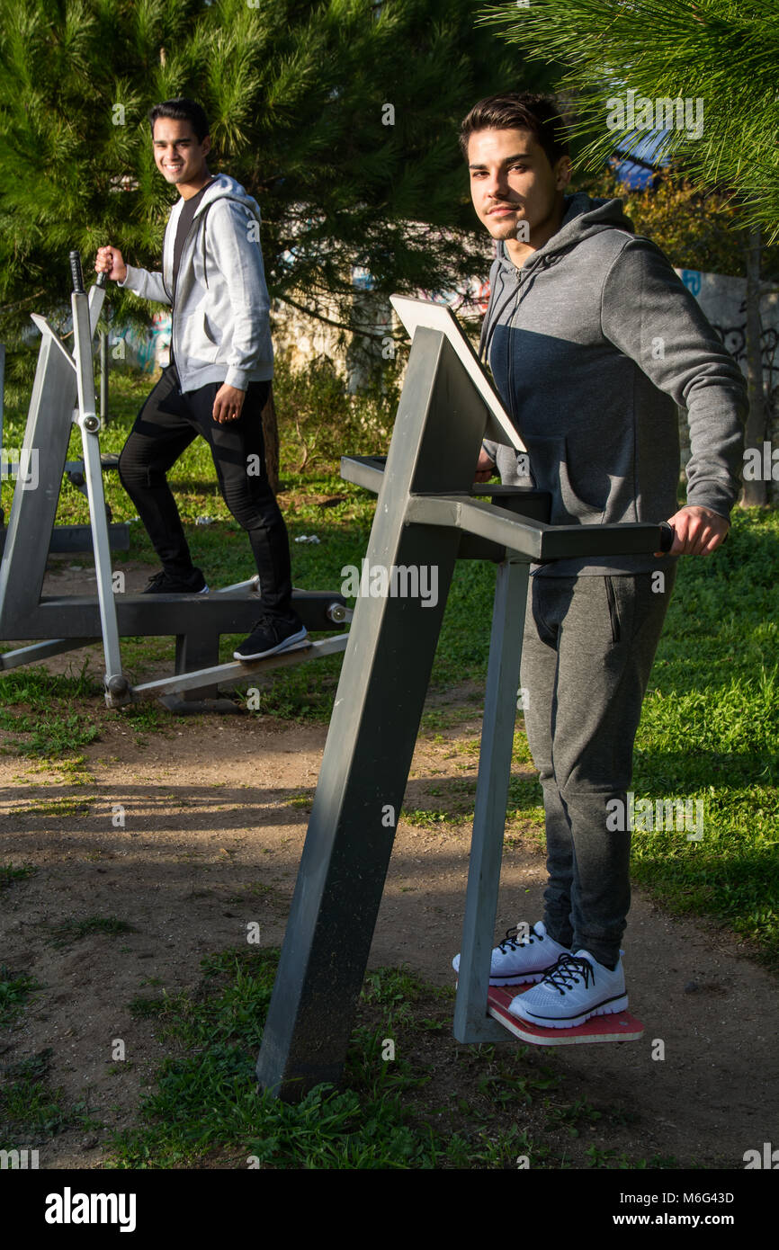 young man making exercise, working on work bench Stock Photo - Alamy
