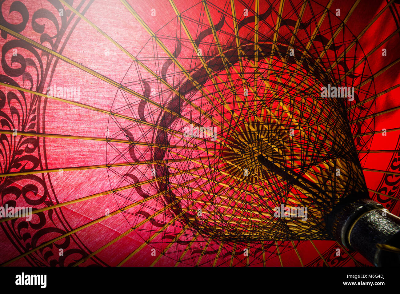 Inside of red umbrella traditional Stock Photo - Alamy