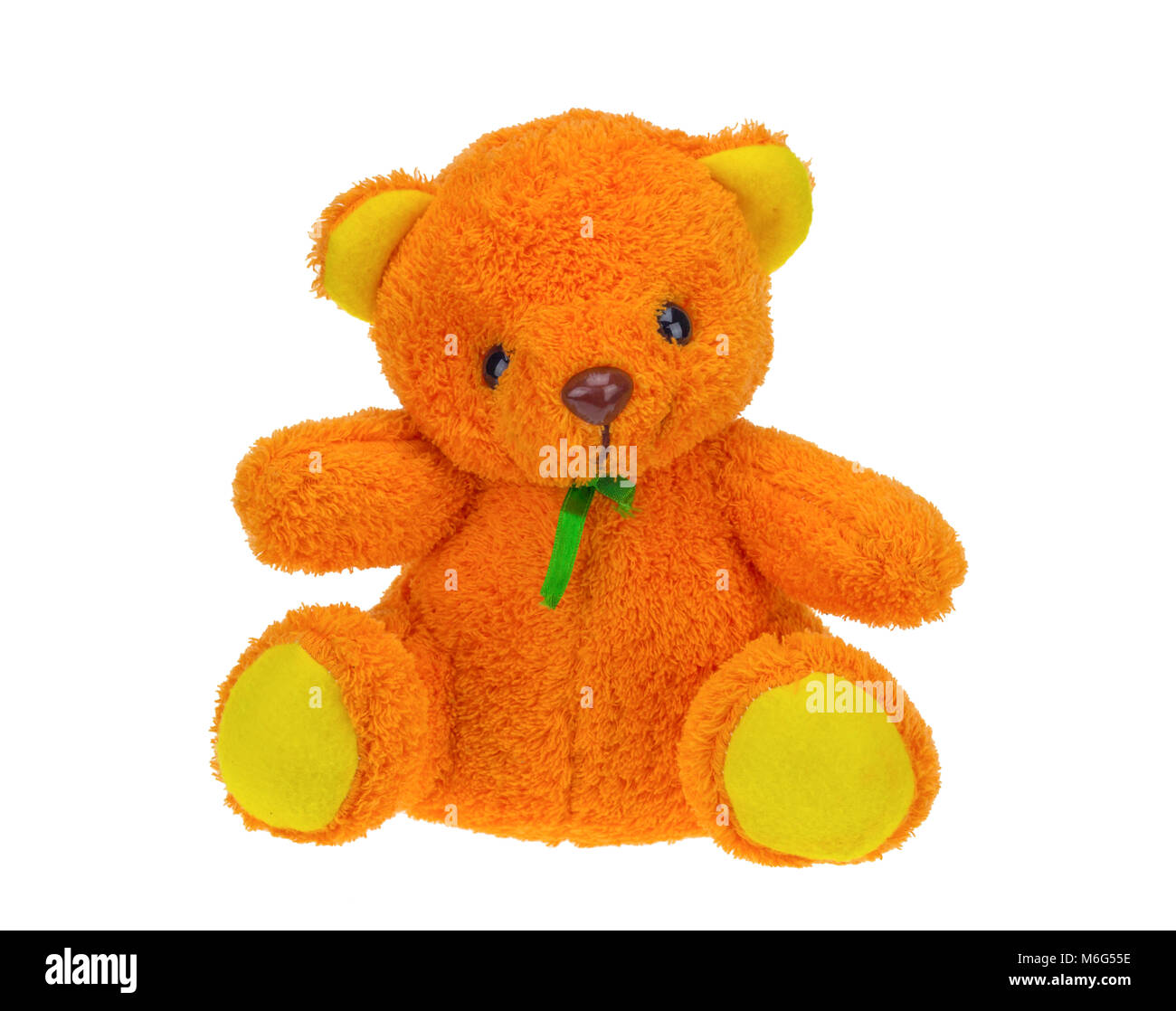 Organe teddy bear yellow foot on a white background., Isolated Stock ...