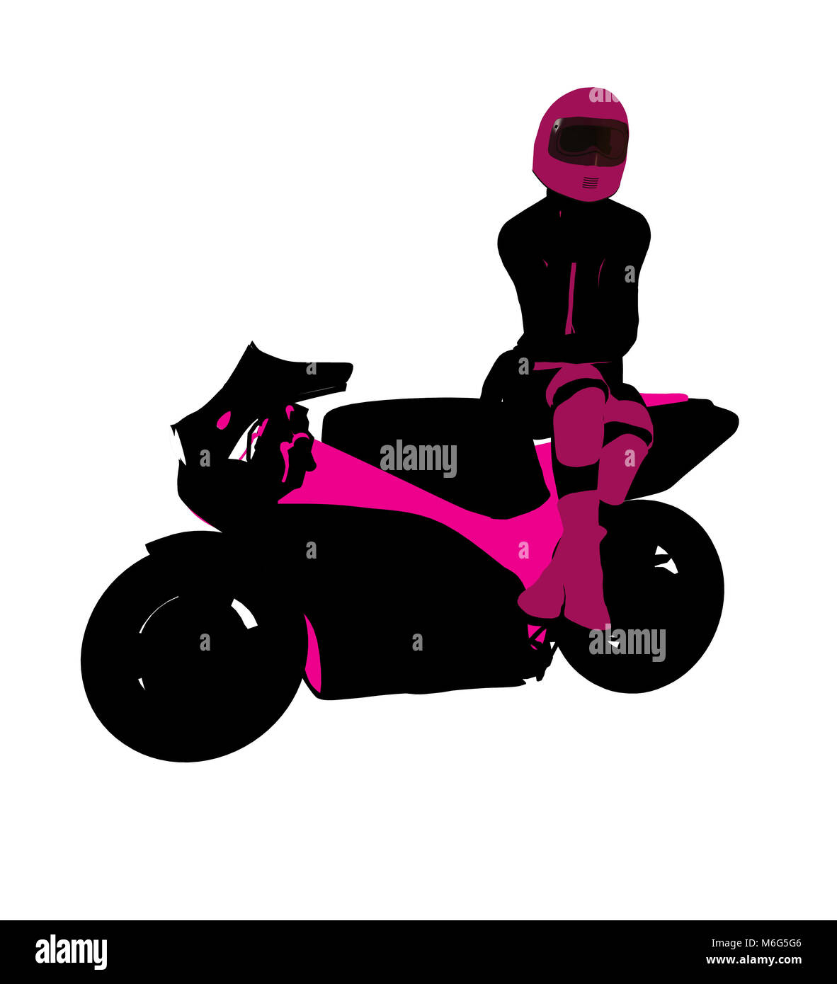 Female sports biker art illustration silhouette on a white background ...
