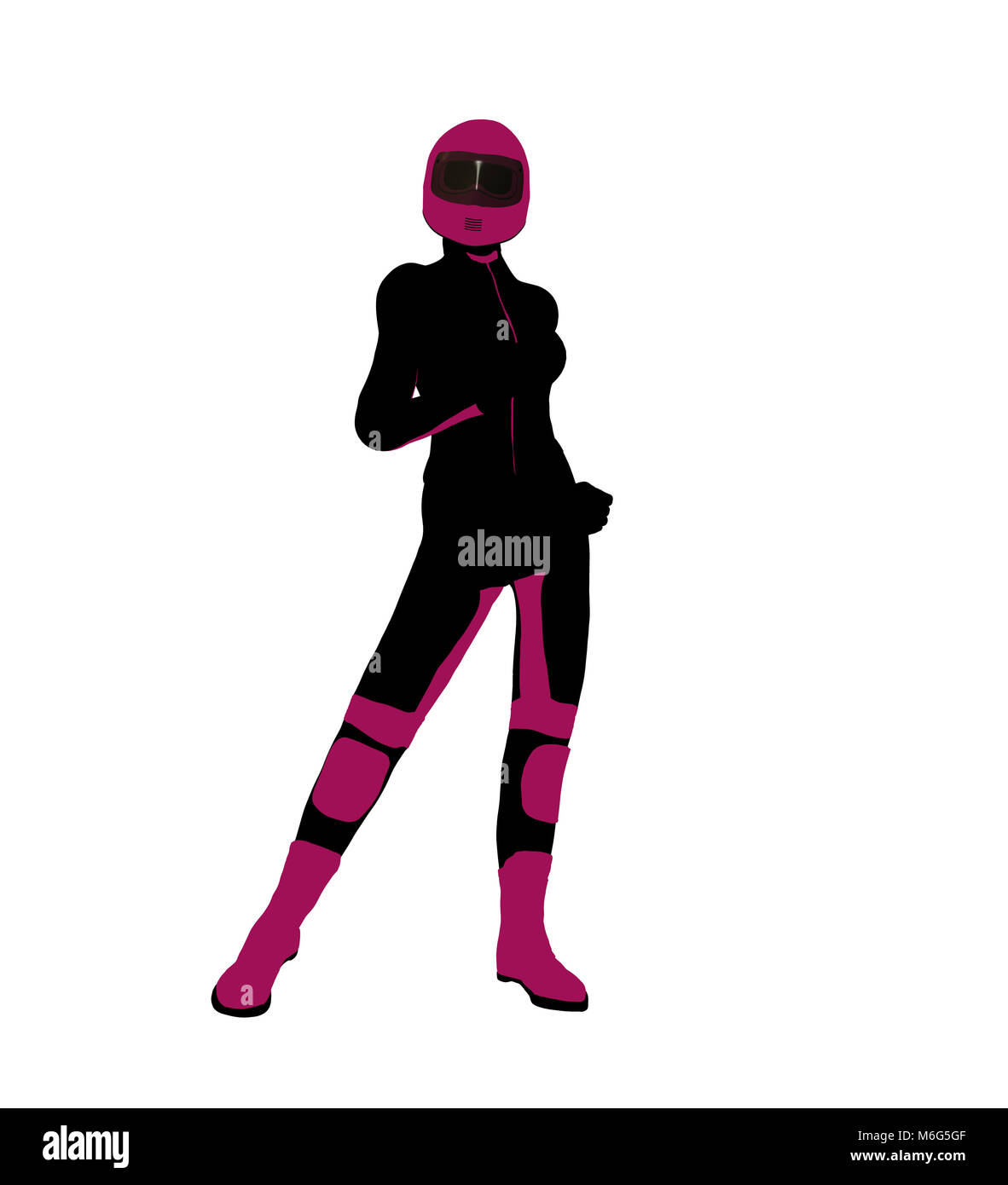 Female sports biker art illustration silhouette on a white background ...