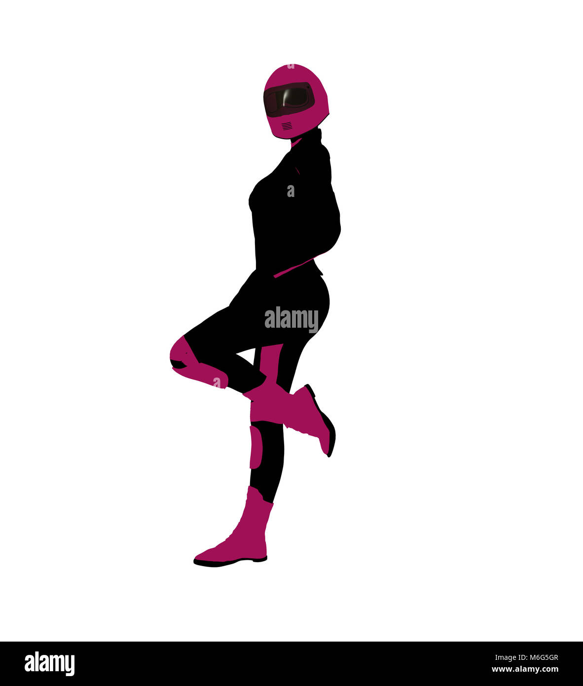 Female sports biker art illustration silhouette on a white background ...