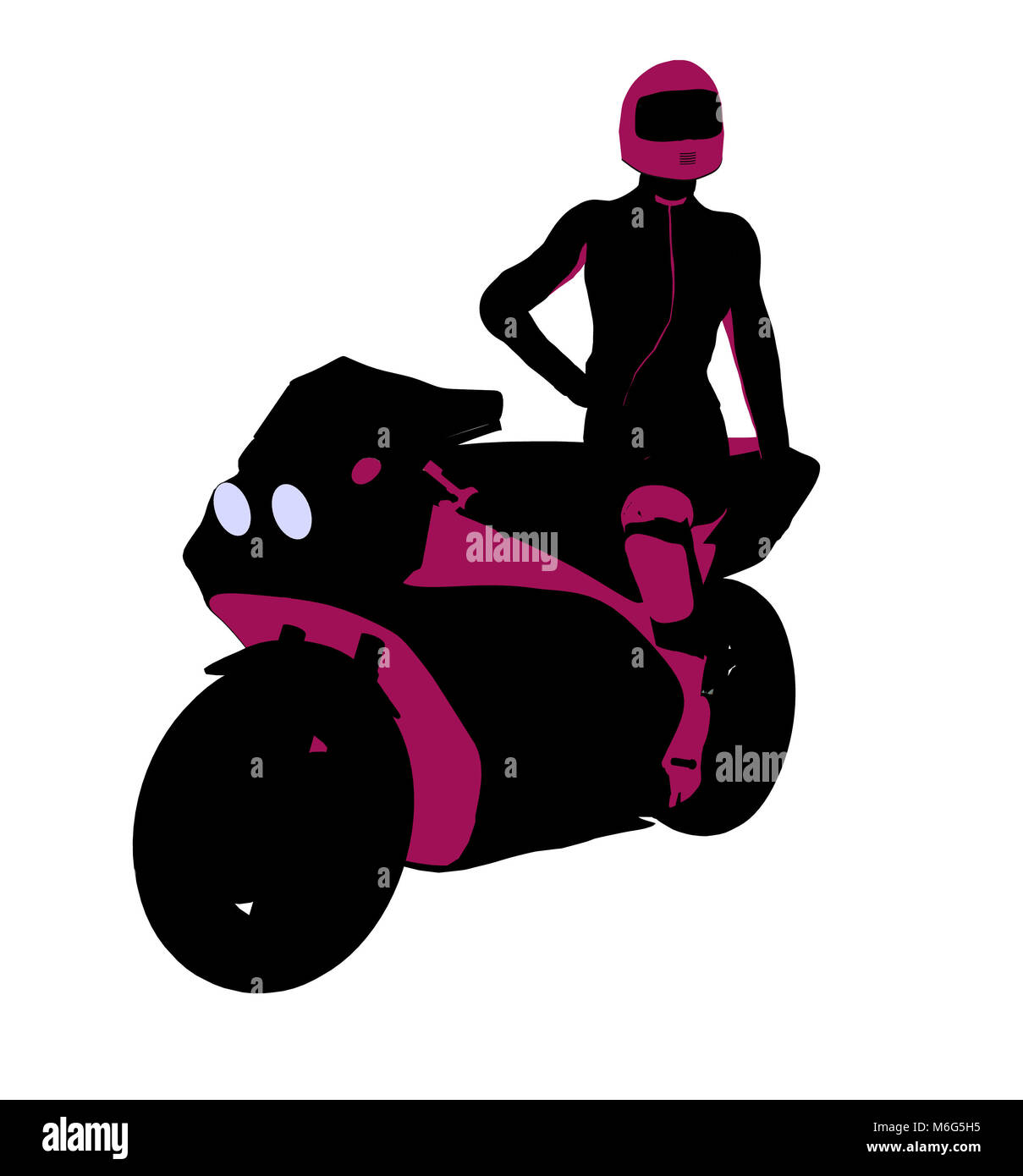 Female sports biker art illustration silhouette on a white background ...