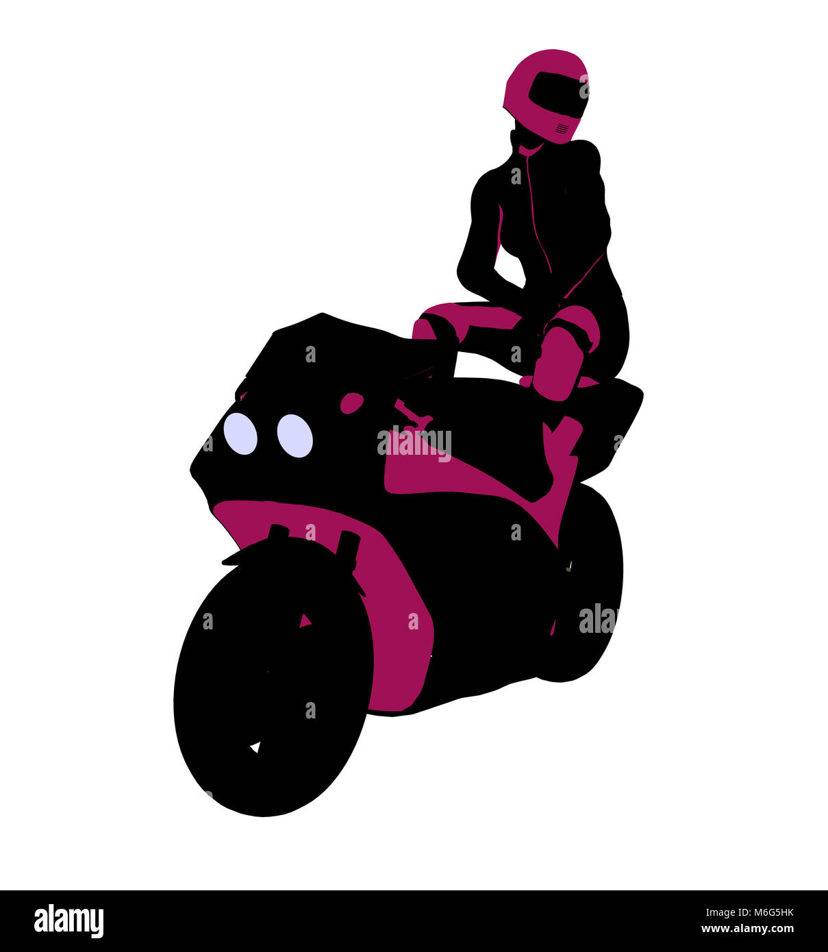Female sports biker art illustration silhouette on a white background ...