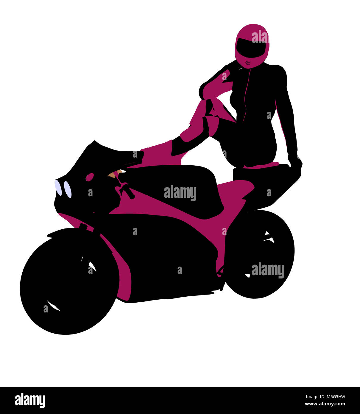Female sports biker art illustration silhouette on a white background ...