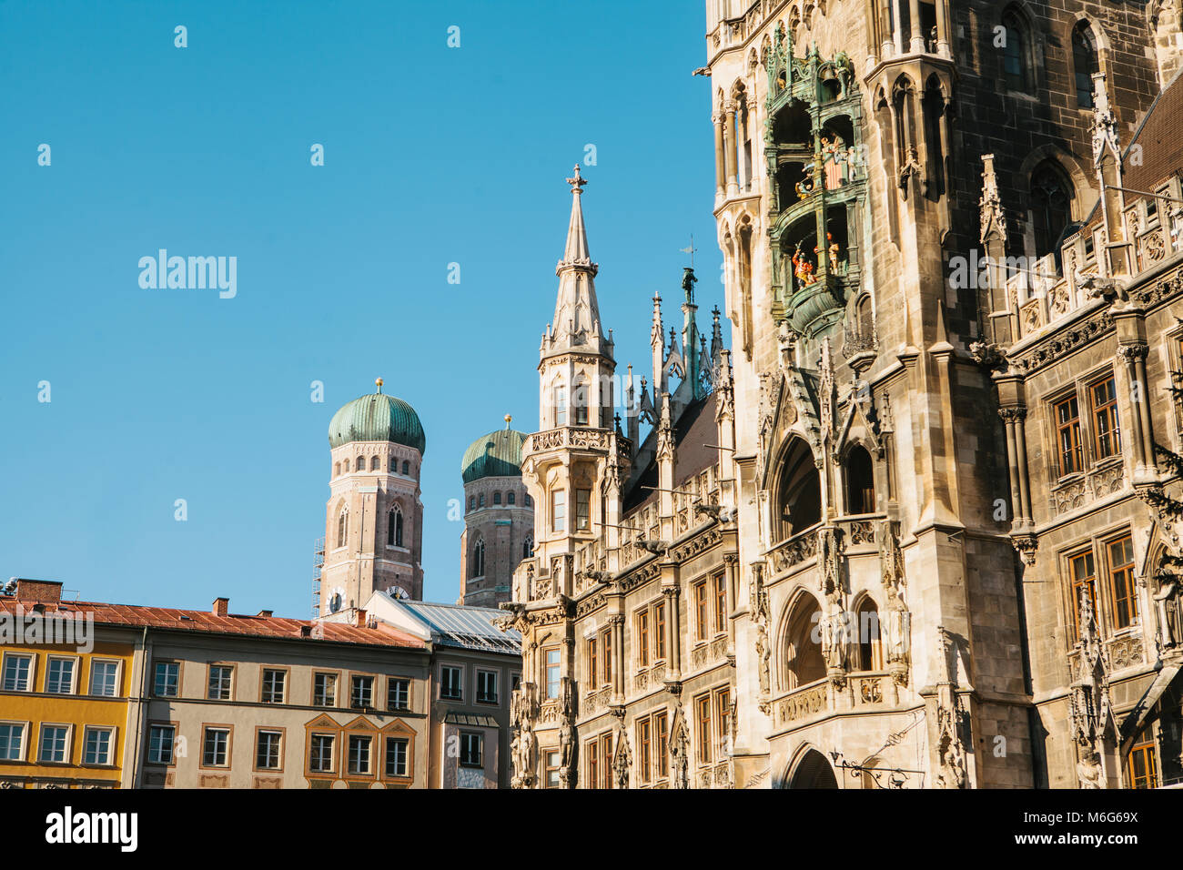 Town Hall Marienplatz in the central square of Munich, the center of ...