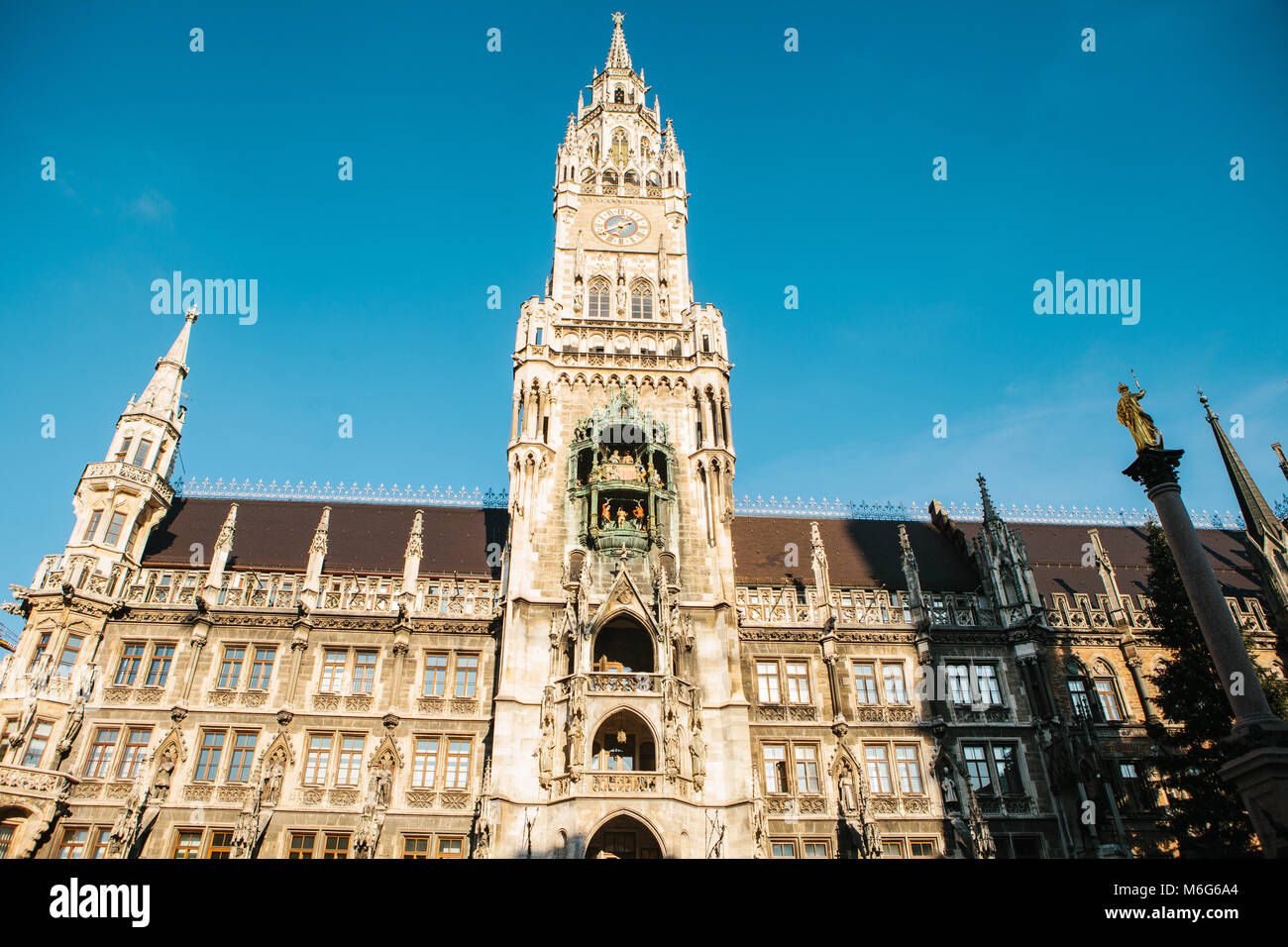 Town Hall Marienplatz in the central square of Munich, the center of ...