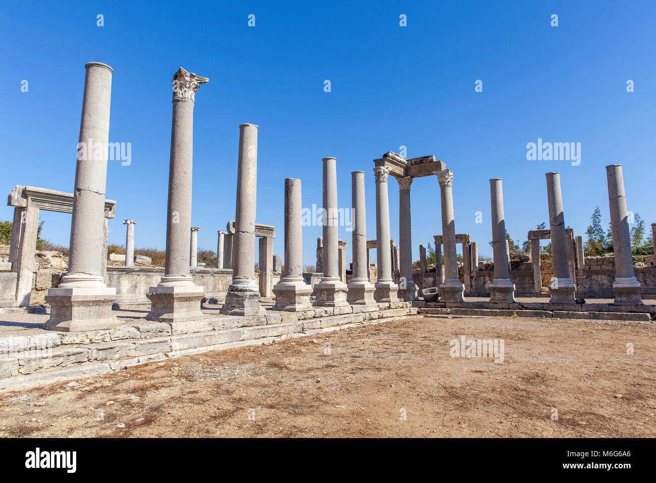 agora ruins in the ancient city of Perge Antalya located in Turkey ...
