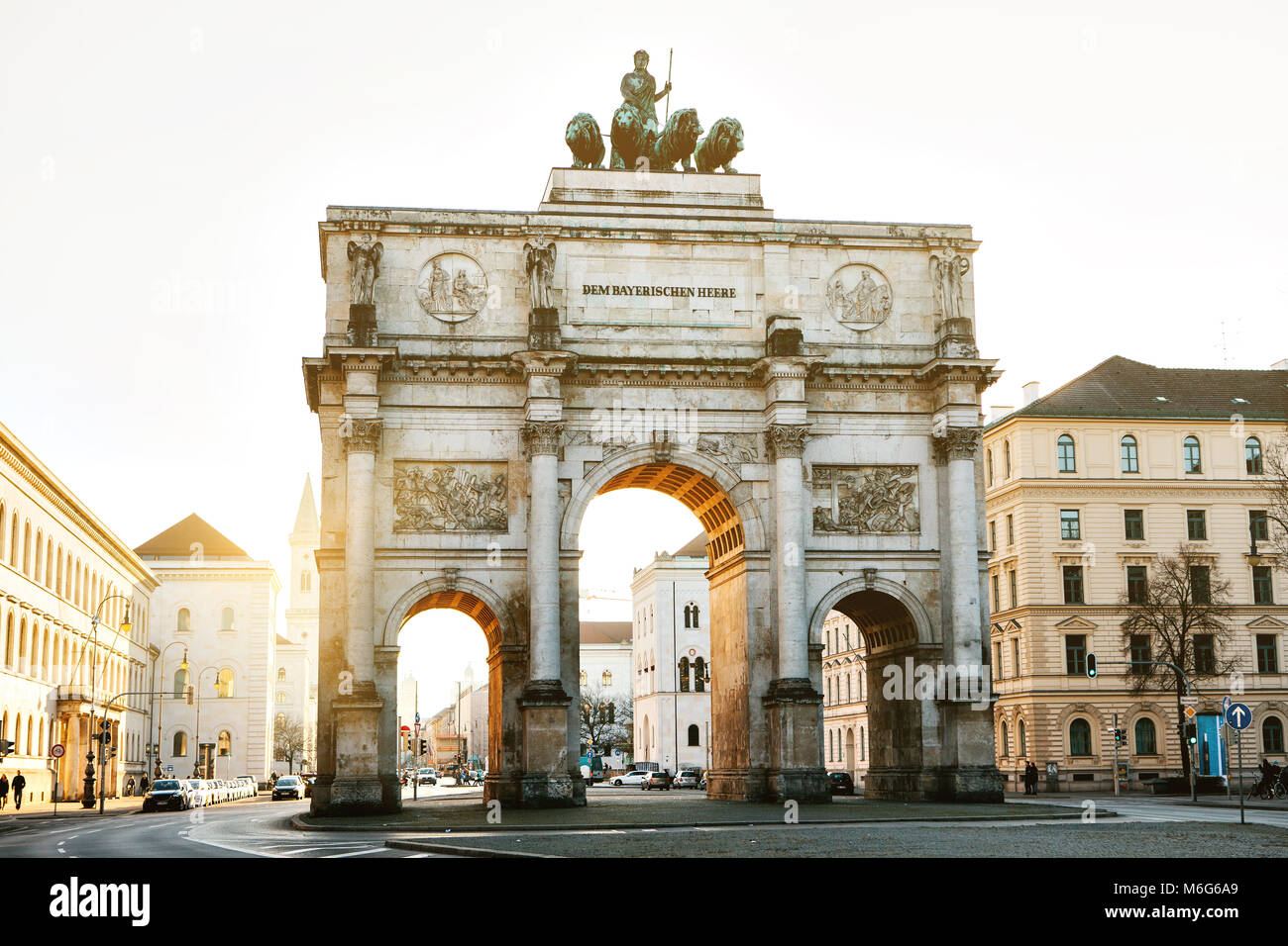 Victory Gate triumphal arch Siegestor in Munich, Germany. World famous ...