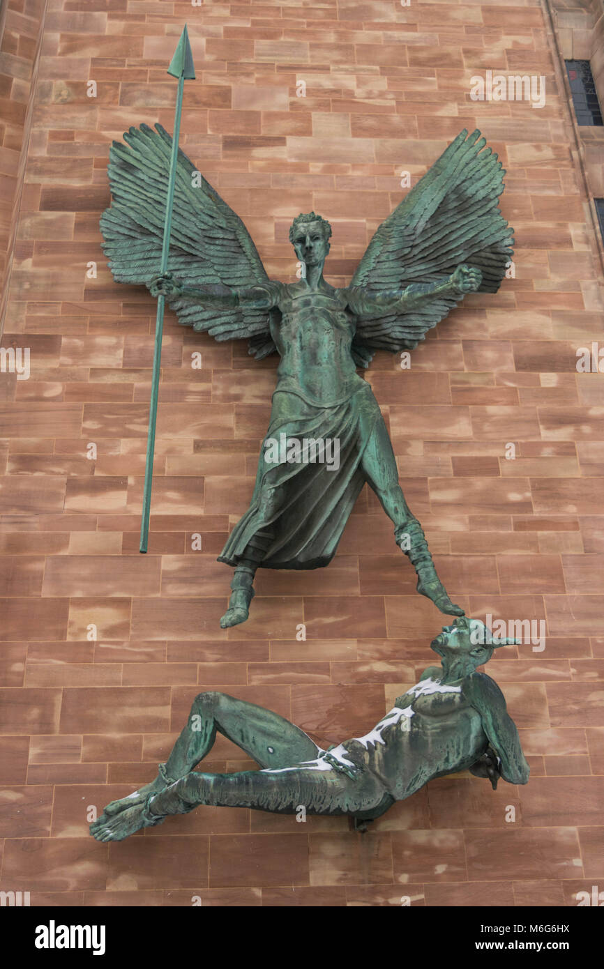 Coventry cathedral saint michael devil statue sculpture epstein jacob ...