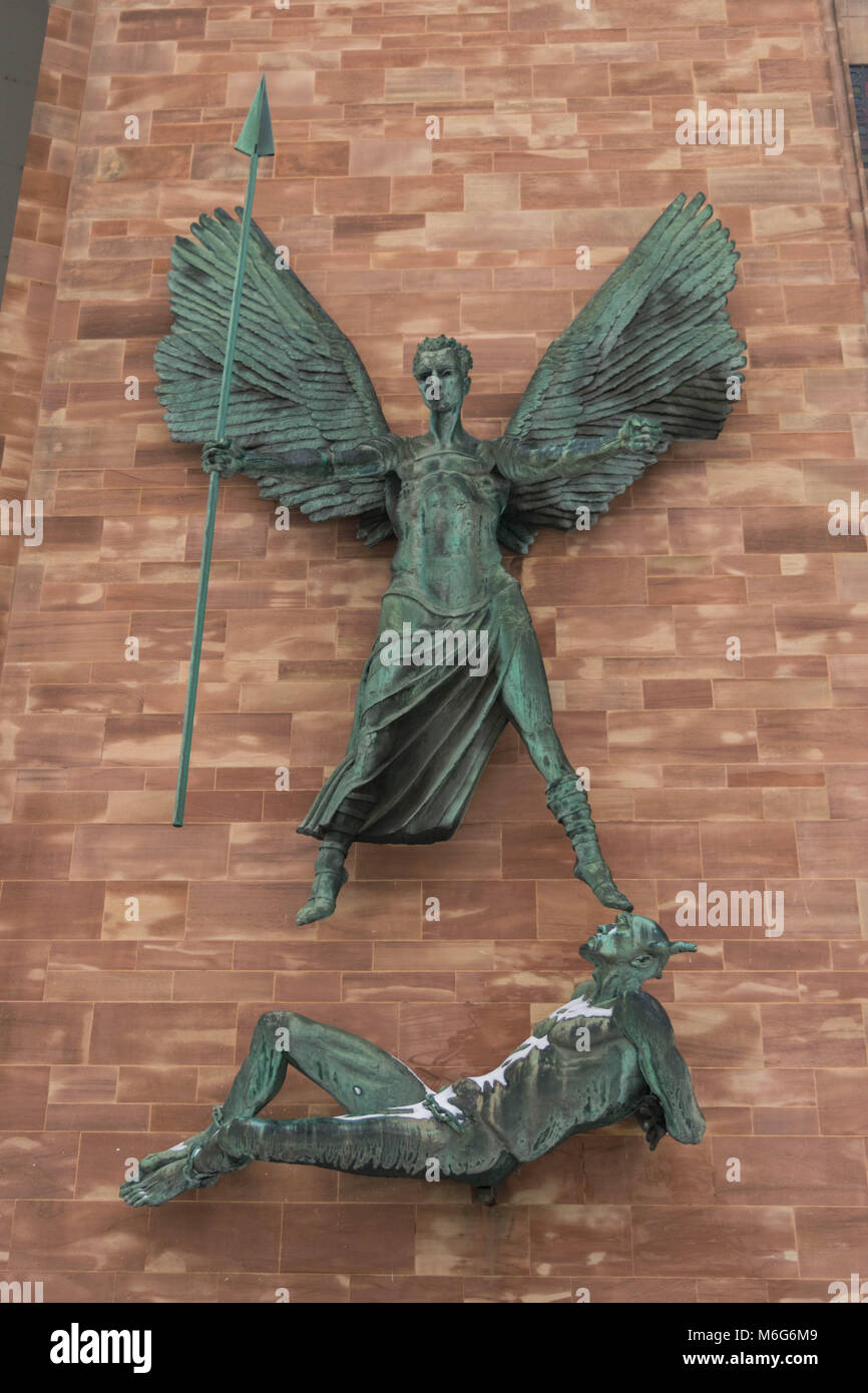 Coventry cathedral saint michael devil statue sculpture epstein jacob ...