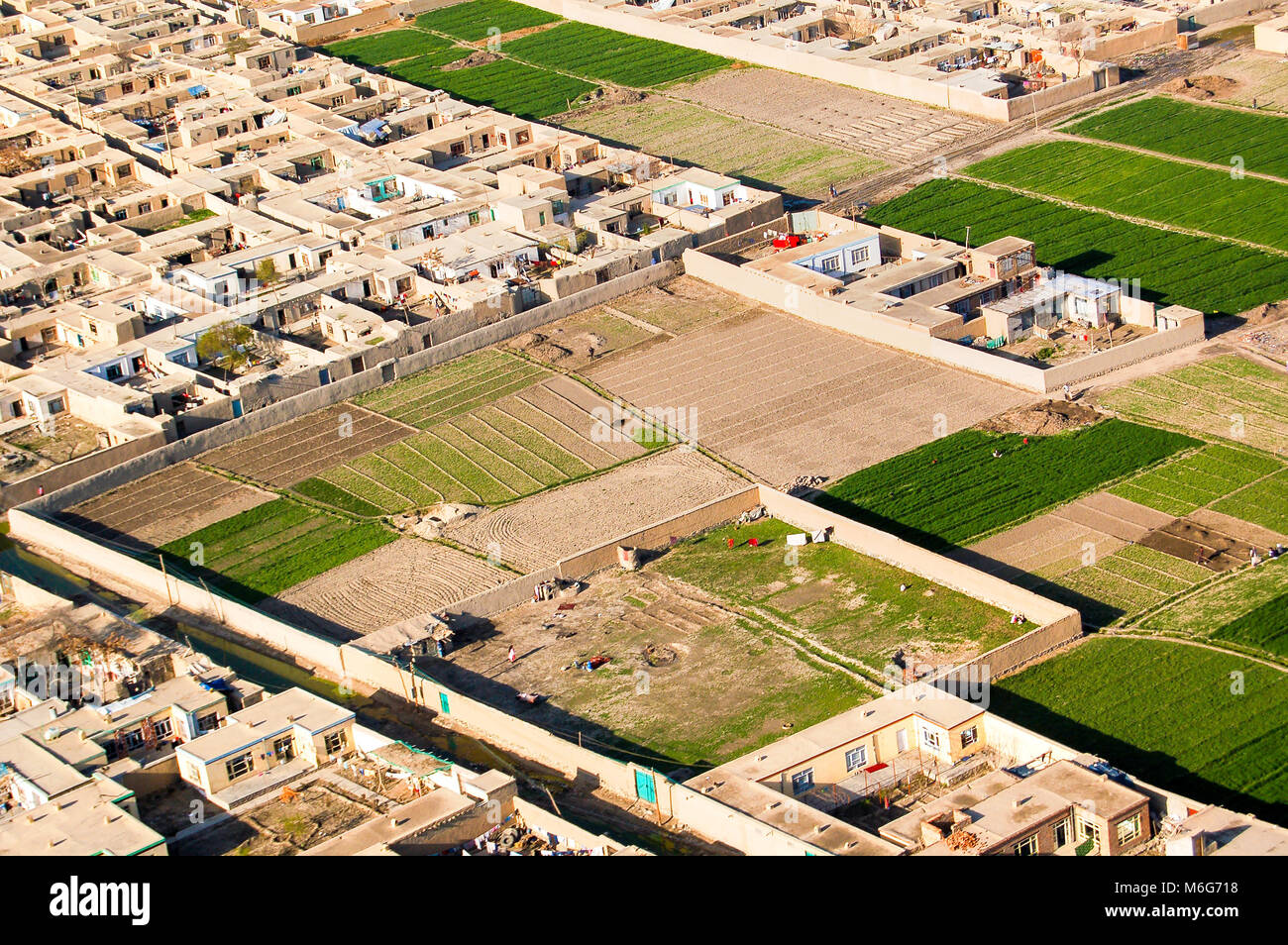 Aerial photo of green agricultural fields in Kabul Afghanistan Stock ...