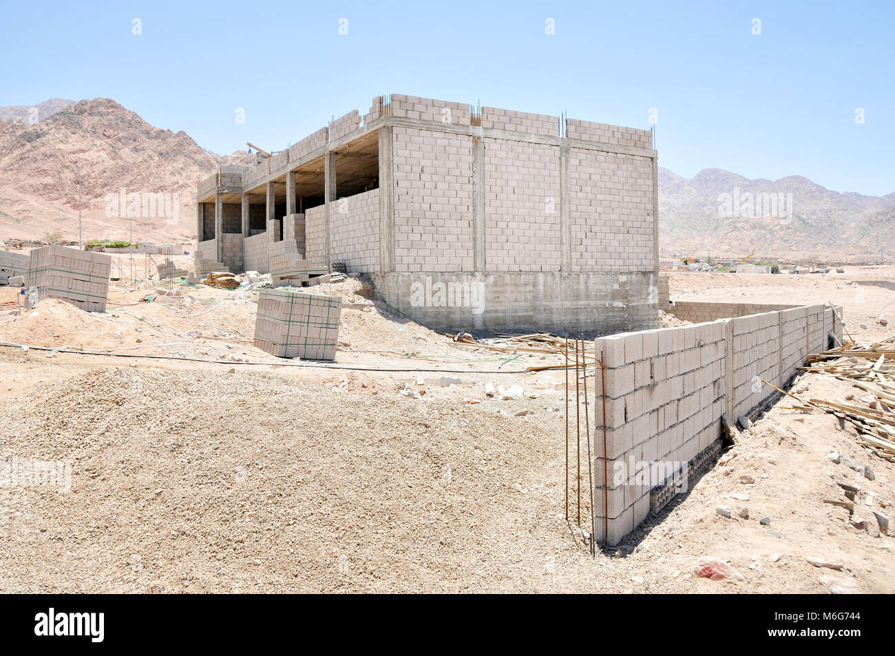 A building under construction in the desert of Aqaba Jordan made of ...