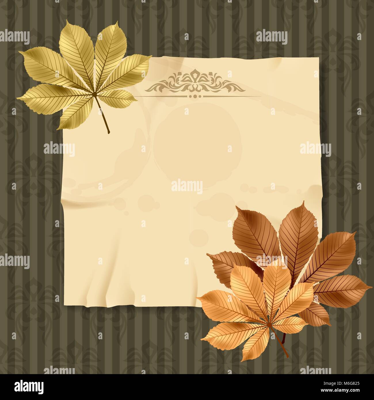 Vintage and retro old paper card with leaves Stock Vector Image & Art ...
