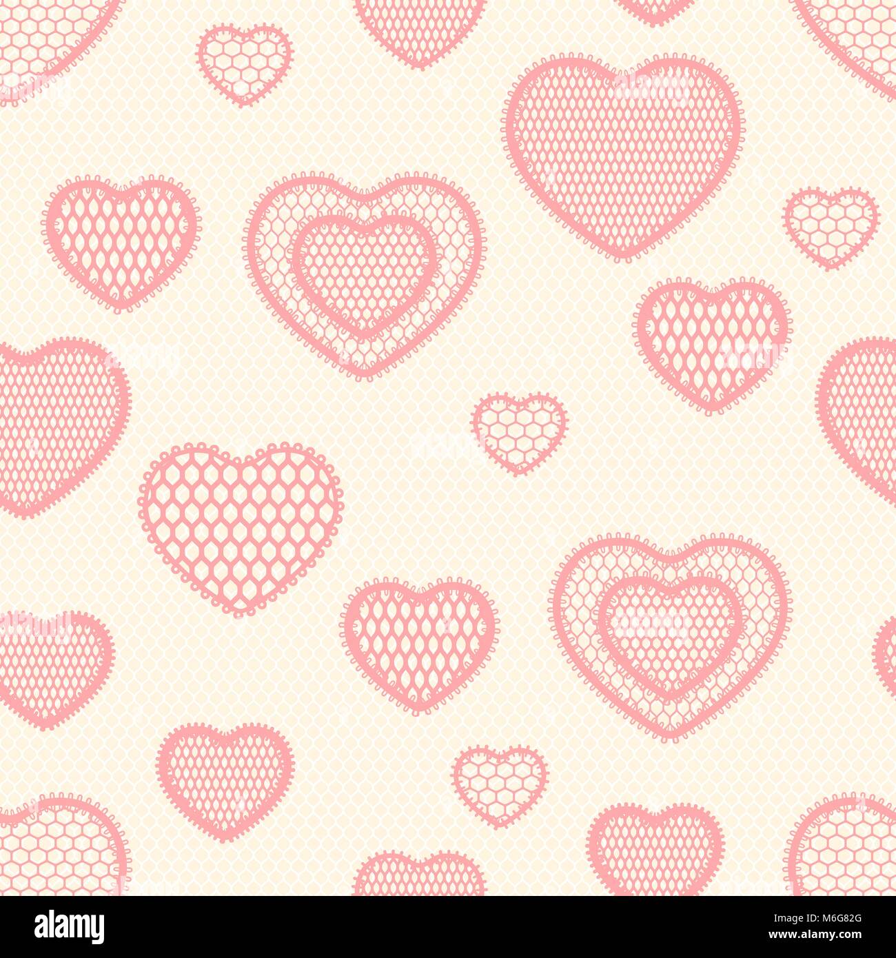 Old lace background, seamless pattern with hearts Stock Vector Image ...