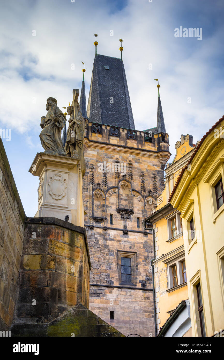Cityscape of Prague with medieval towers and colorful buildings, Czech ...