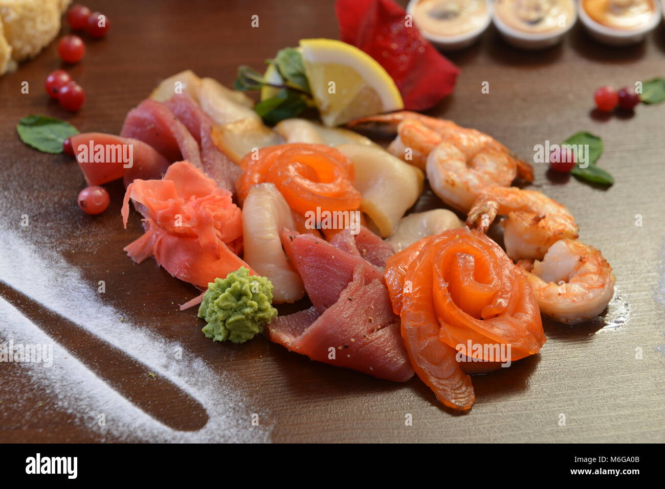 Mixed seafood salad in dish,The Thai food made form shrimp,fish ...